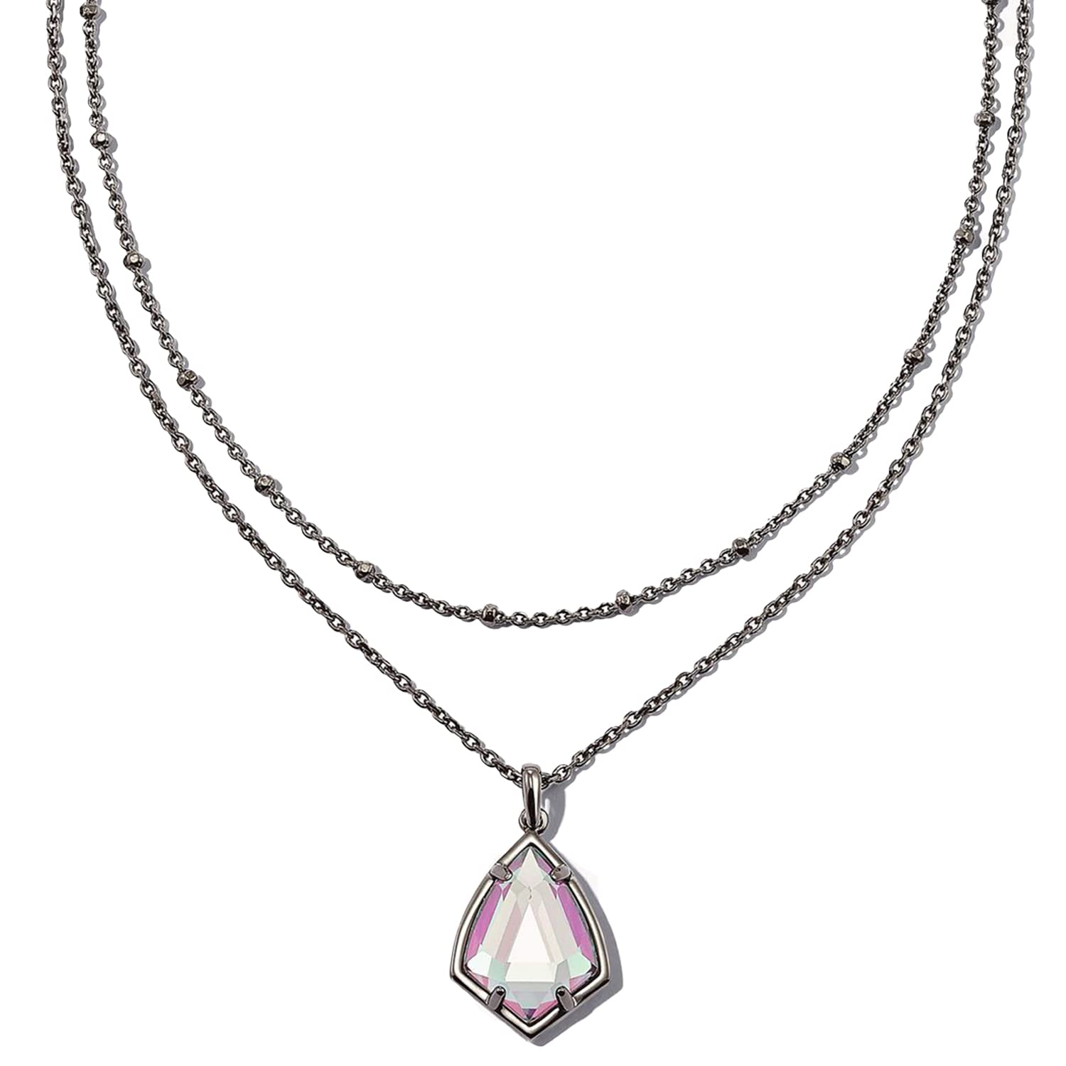 Kendra Scott Cory Rhodium Plated Multi Strand Adjustable Length Necklace for Women, Fashion Jewelry