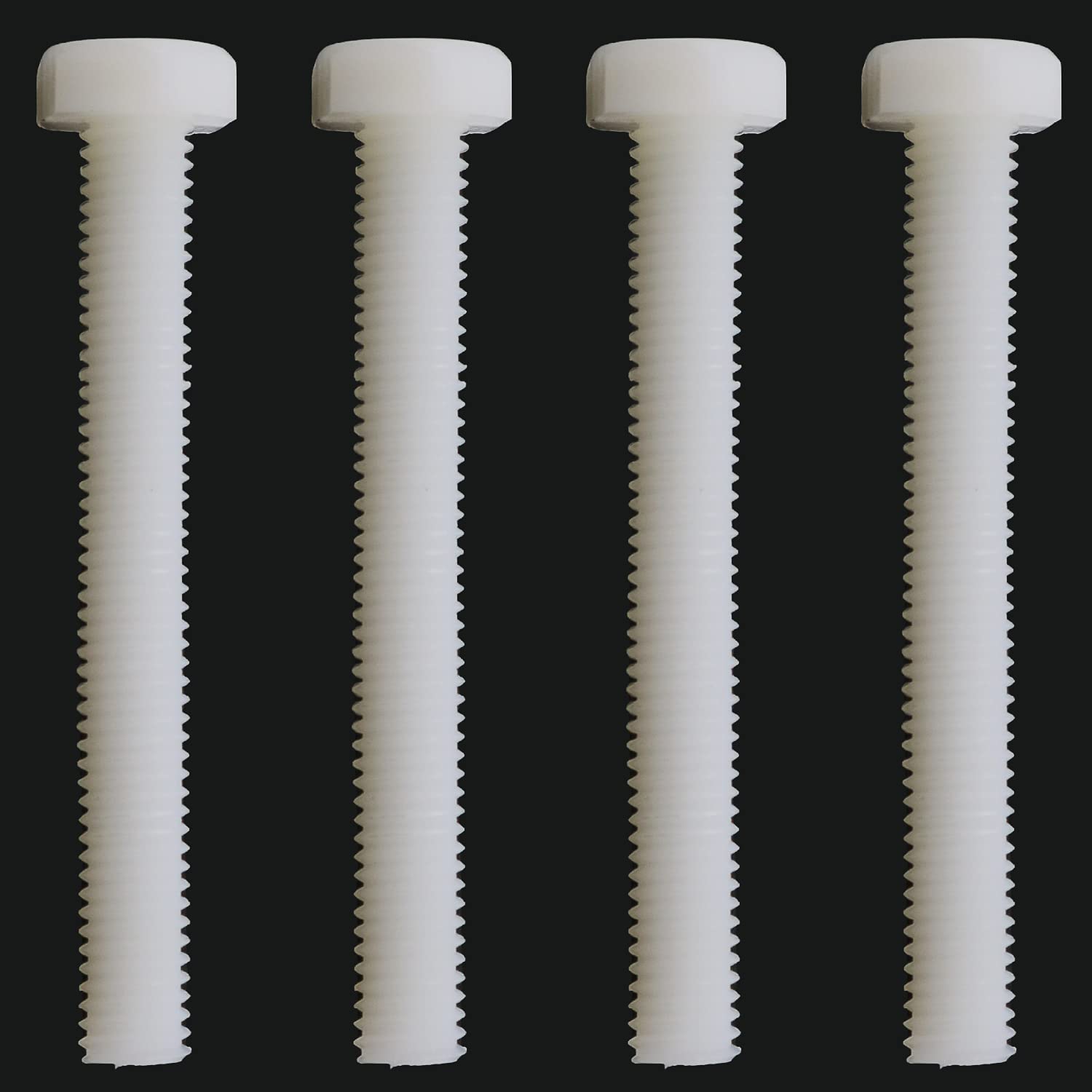Nylon Hex Head Cap Bolt FMHXG 20PCS M6 x 50mm White Plasti Fully Threaded Hexagon Screws Nuts with Phillips Cross Pan Heads