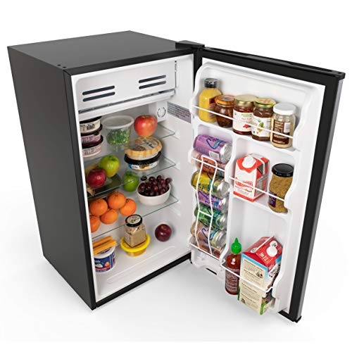 hOmeLabs Mini Fridge - 3.3 Cubic Feet Under Counter Refrigerator with Small Freezer - Drinks Food Beer Storage for Office, Dorm or Apartment with Removable Glass Shelves