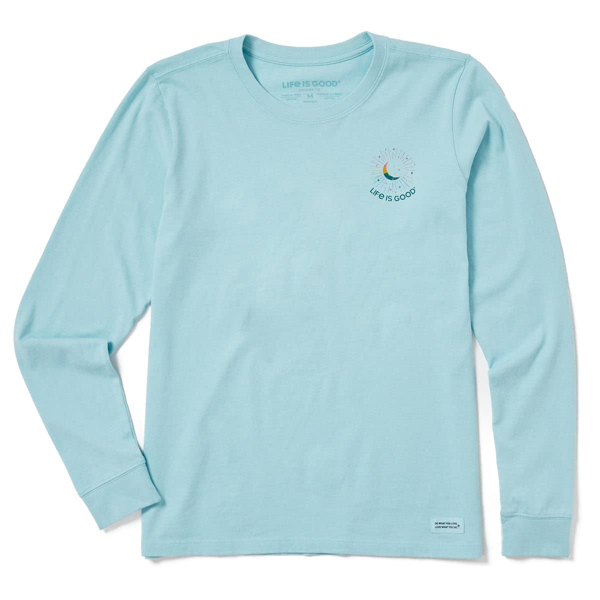 Life is Good Women's Long Sleeve Crusher-Lite T-Shirt (Tie-Dye Day and Night - Beach Blue, Small)