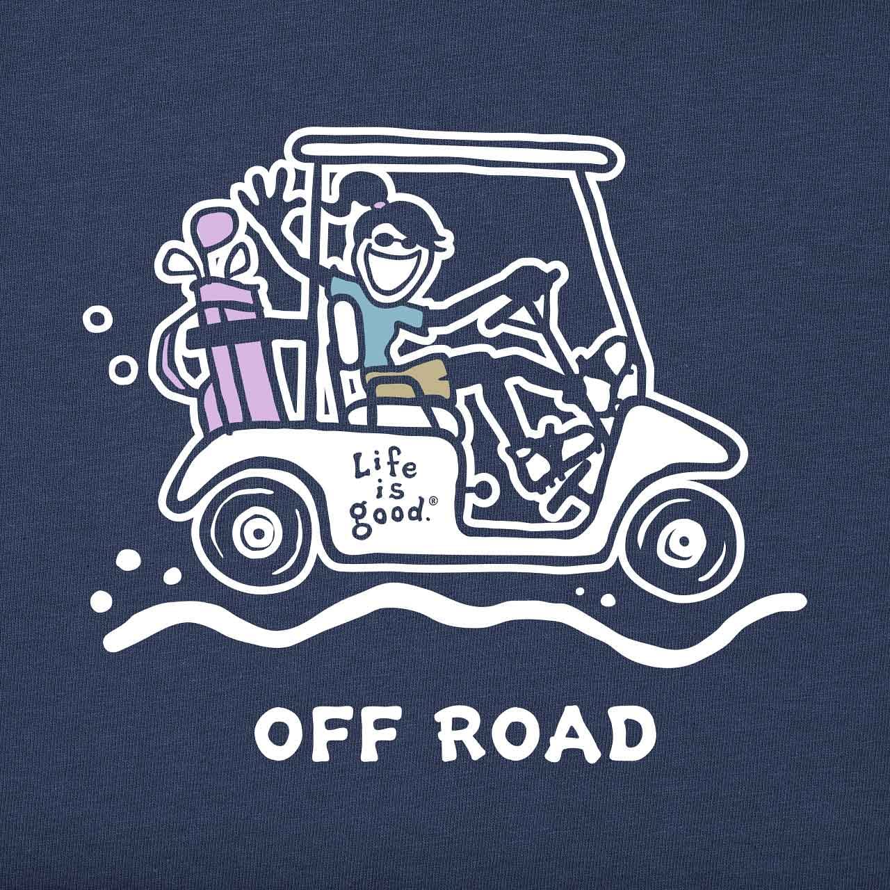 Life is Good. Women's Jackie Off Road Golf Short Sleeve Crusher Vee, Darkest Blue - Medium