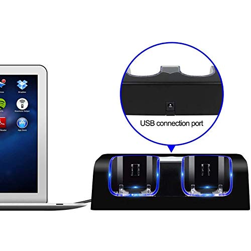 KEEPOWER Wii Controller Charger Station,2 in 1 Dual Charging Dock Station for Nintendo WII/WII U Controllers with Two 2800mAh Rechargeable Battery Pack Black