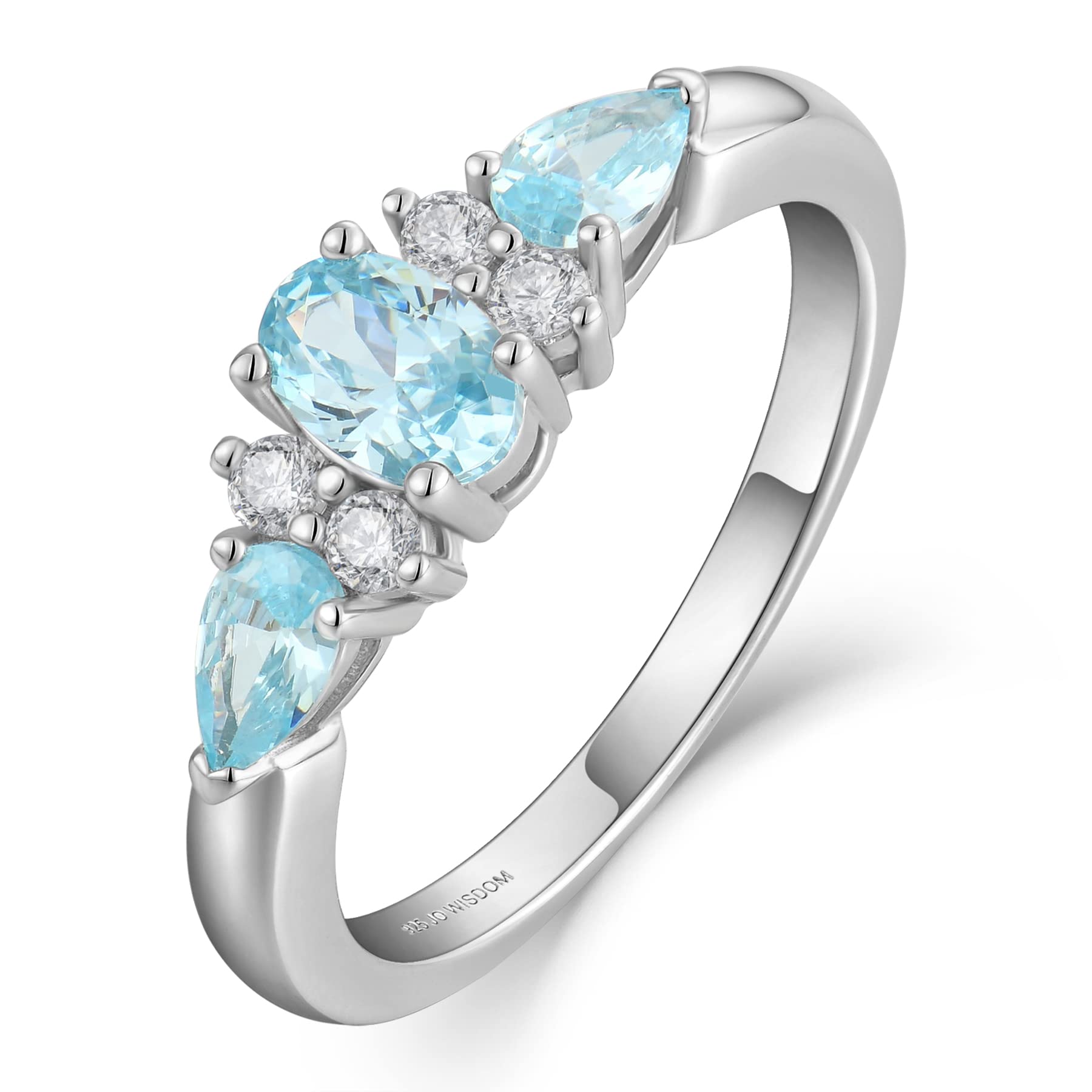 JO WISDOM Women Ring,925 Sterling Silver Engagement Wedding Anniversary Promise Ring with 5A Cubic Zirconia ring size7