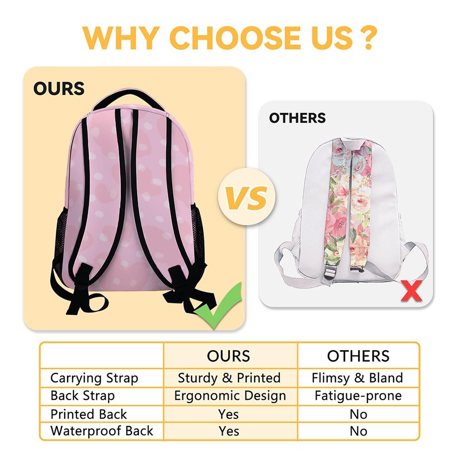 KNOWPHST Donut Backpacks for Girls - 16 Inch Cute Backpack for School - Pink, Large Capacity, Durable, Lightweight Bookbag for Kids Travel