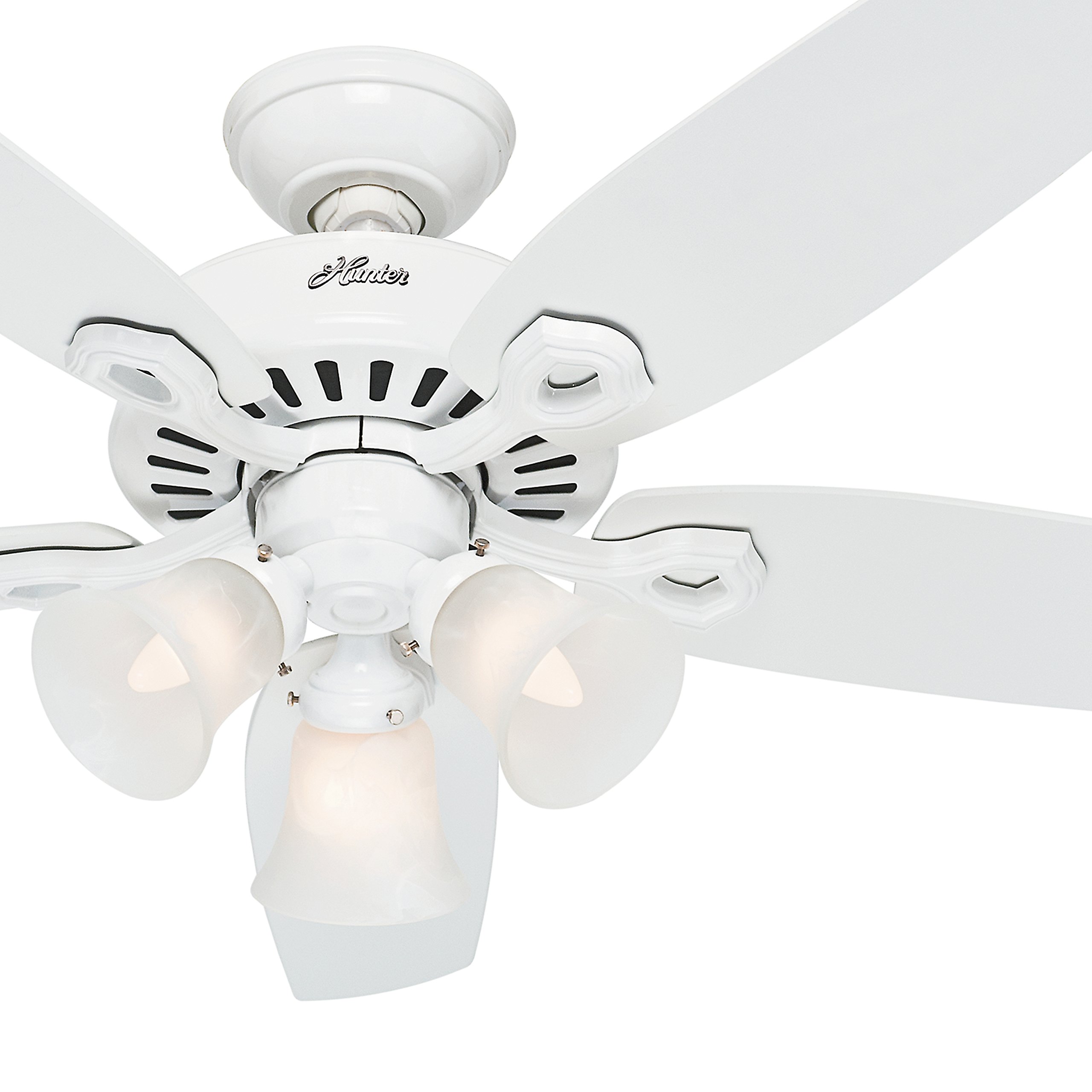 Hunter 52in Snow White Ceiling Fan - Three-Light Fitter with Swirled Marble Glass (Renewed)
