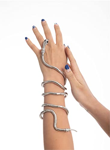 KEHAWK Bendable Punk Snake Necklace Choker Adjustable Snake Bracelet Flexible Wrap Collar Multi-Purpose Medusa Hollween Jewelry for Women (Sliver)