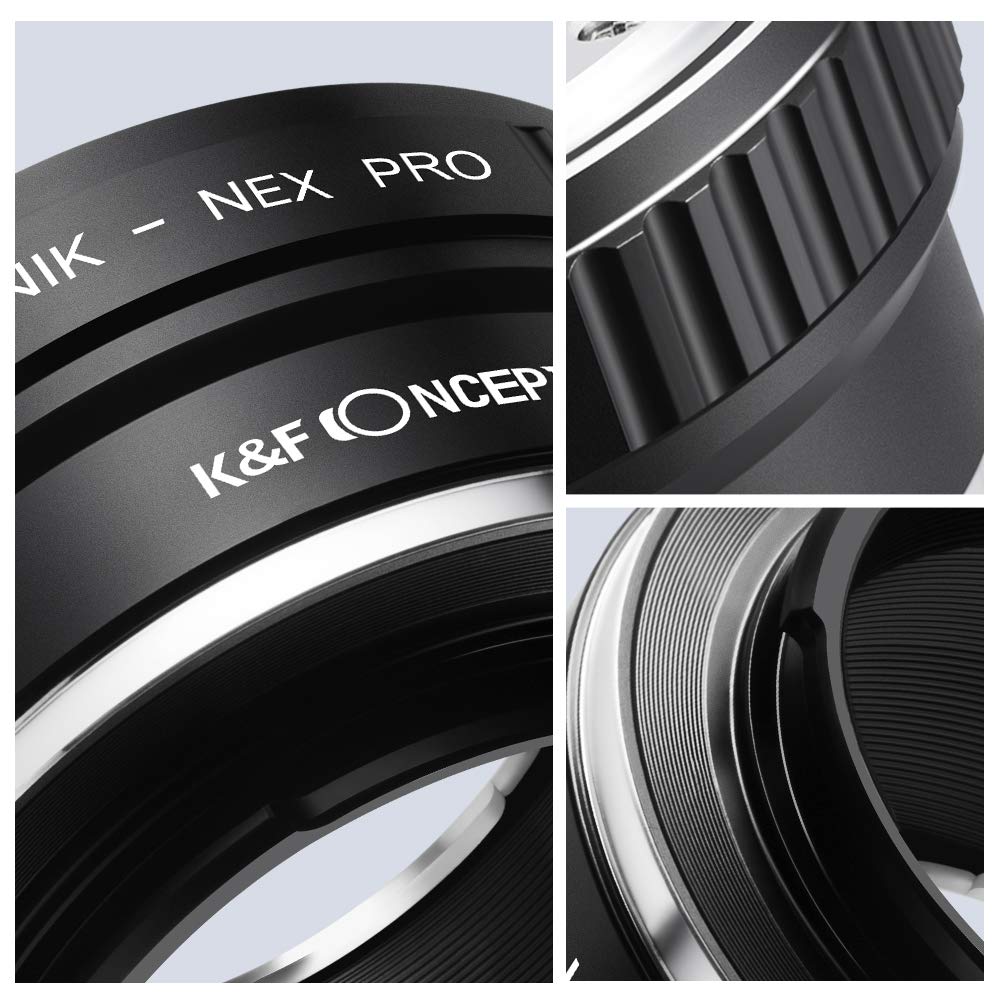 K&F Concept Lens Mount Adapter with Light-reducing Paint for Nikon AI Lens to Sony NEX E-Mount Camera Body