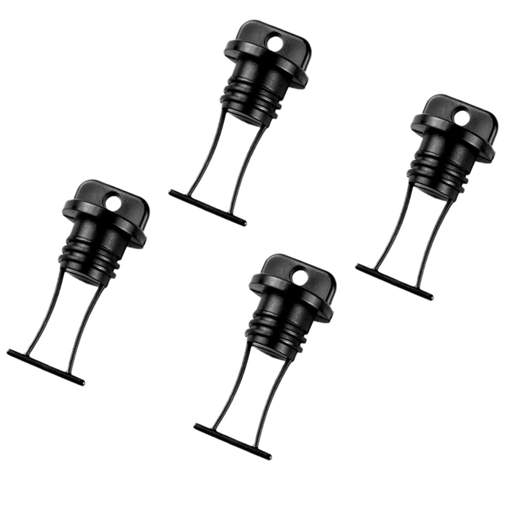 HZFLY 4 Pcs Black Kayak Drain Plug, Drain Plug Kit, Kayak Canoe Boat Threaded Drain Plug Replacement Accessories (A)