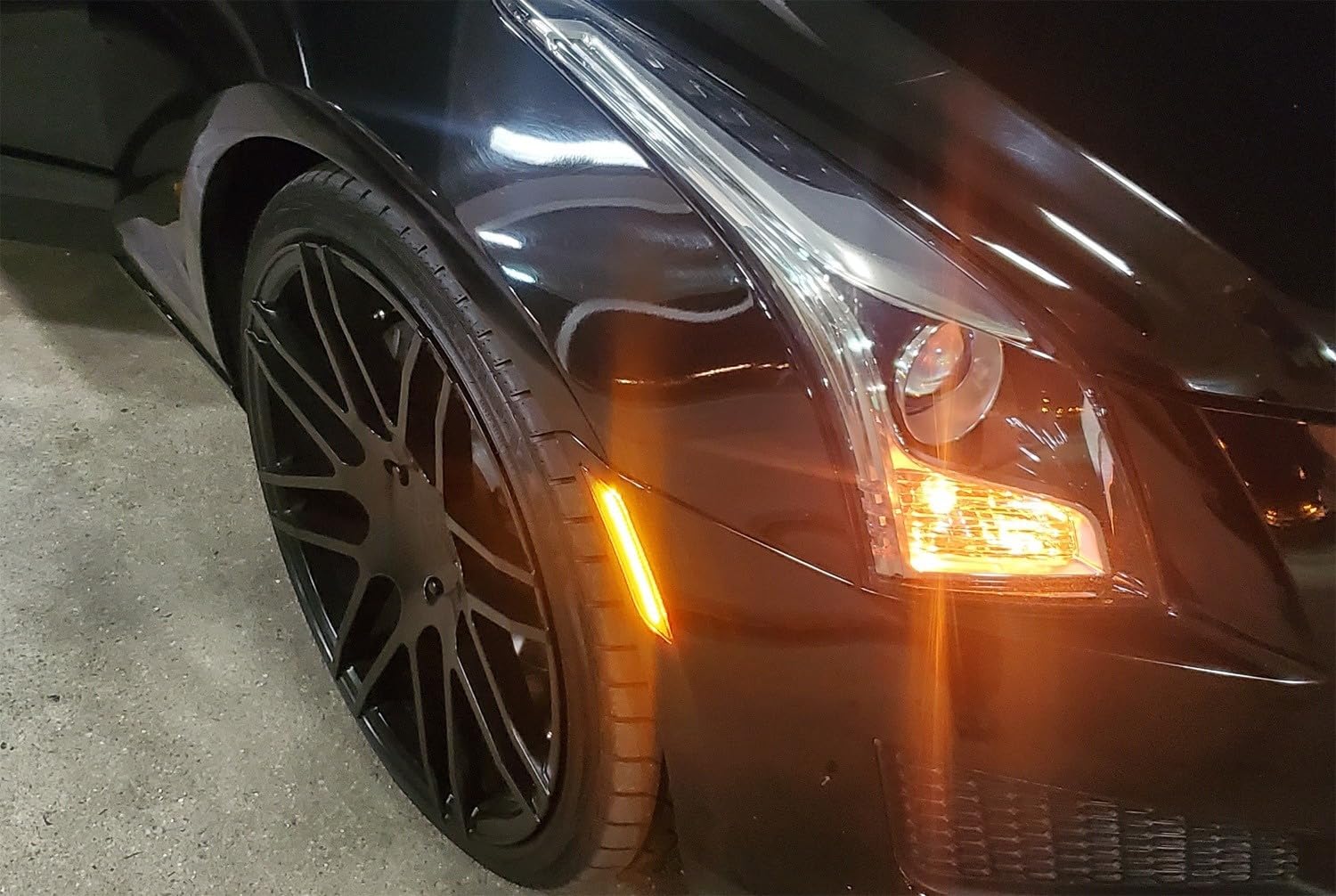 iJDMTOY Smoked Lens 27-SMD Amber Full LED Bumper Side Marker Light Kit Compatible With 2013-2014 Cadillac ATS, 2017-up Cadillac XT5; Compatible With 2019-up Chevy Blazer, Replace Amber Sidemarkers