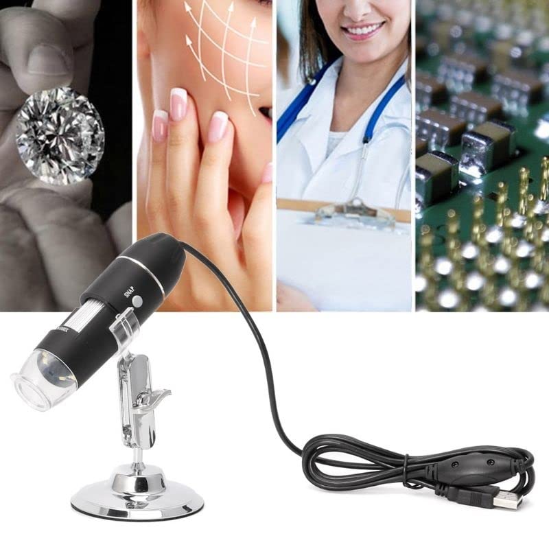Lab Microscope Slides 1600X USB Digital Microscope Camera 8LED Magnifier with Metal Stand Microscope Parts