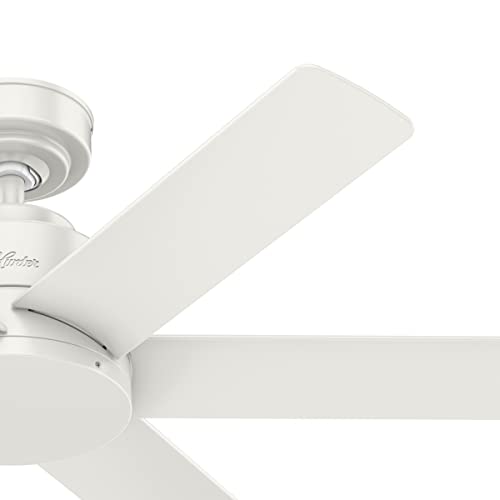 Hunter Fan Company Kennicott 44-inch Indoor/Outdoor Fresh White Casual Ceiling Fan Without Light Kit, Includes Wall Control, Reversible WhisperWind Motor, and SureSpeed Technology