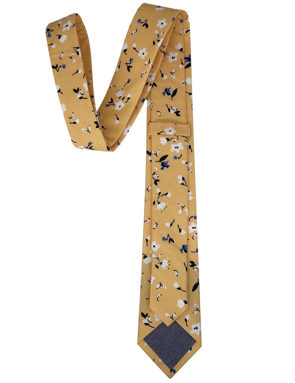 Kebocis Mens Cotton Skinny Tie Floral Ties for Men, Yellow
