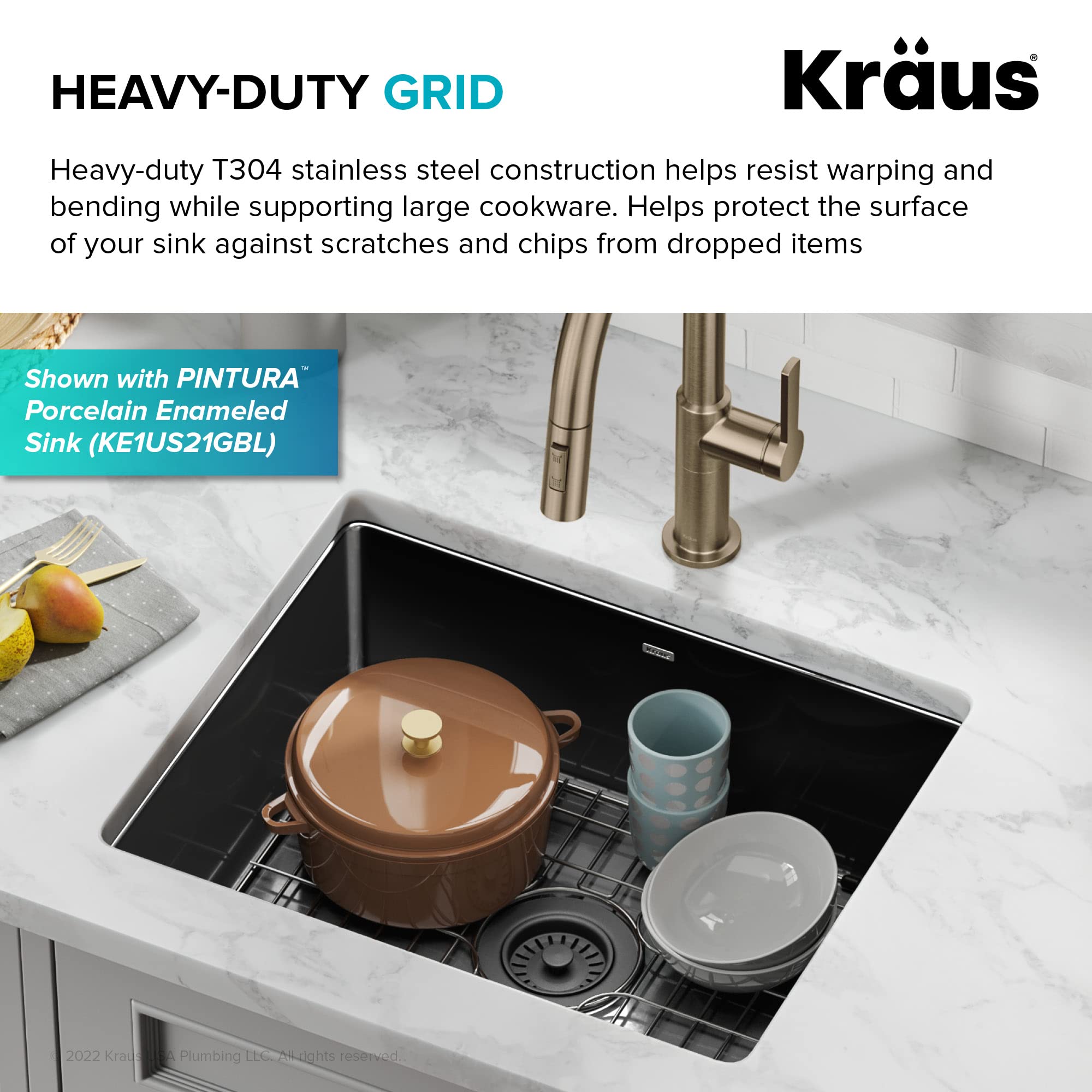 KRAUS Stainless Steel Bottom Grid (18 3/4 in. x 14 3/4 in.) for 21 in. Kitchen Sink, BG1915