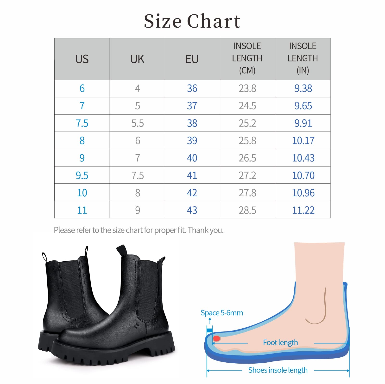 ISOMEI Women's Chelsea Boots Ankle Boots For Women Platform Chunky Heel Lug Sole Elastic Slip on Chelsea Booties(Black,8)