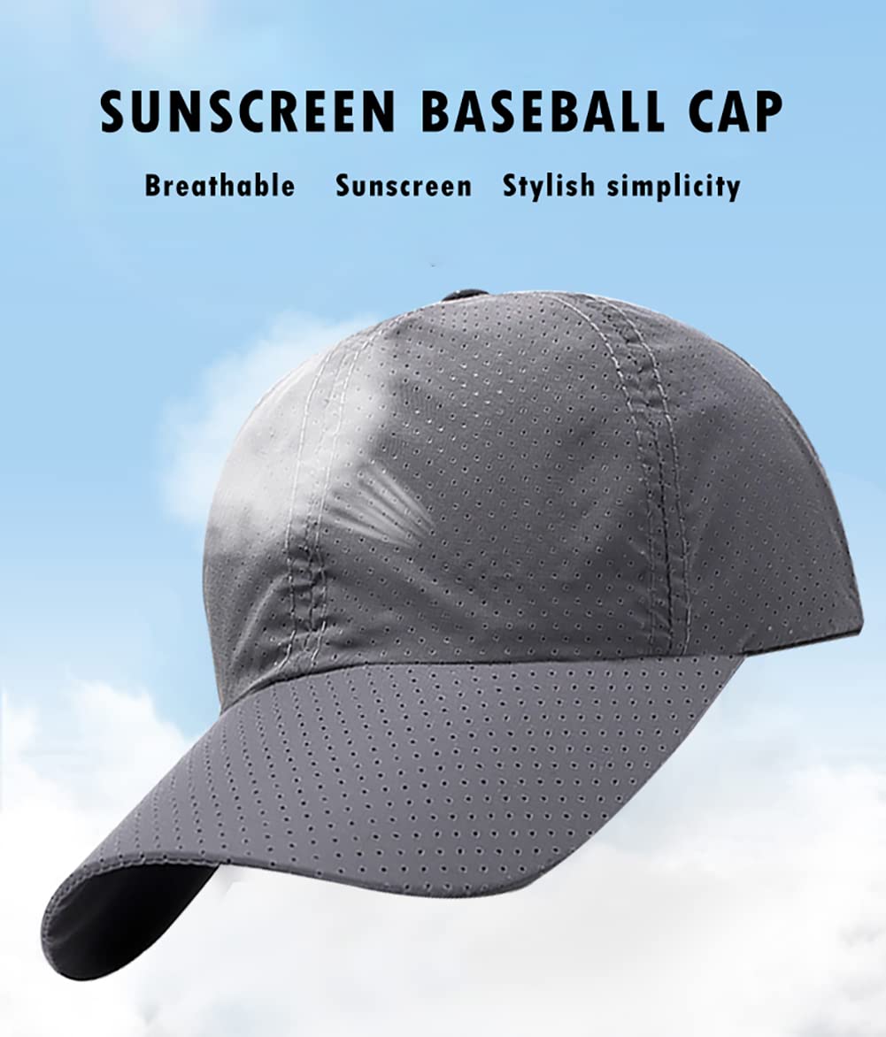 Malaxlx 2 Pcs Unisex Breathable Mesh Grey Baseball Cap Quick Dry Lightweight Cooling Sports Hat Truker Cap for Men Women