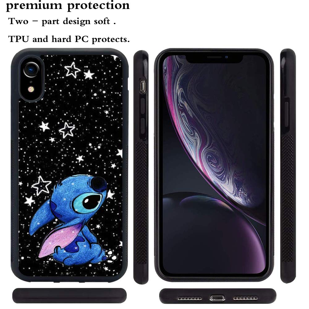 IStyleIShow Fashion Kawaii Starry Night Stitch Soft TPU for iPhone XR 6.1 Inch (2018) - Black