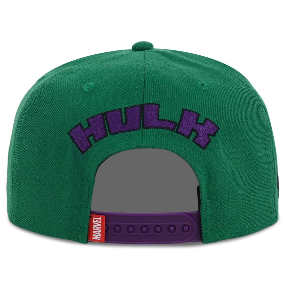 Marvel Hulk Adult Fashion Adjustable Snapback Flat Bill Cap grn/pur
