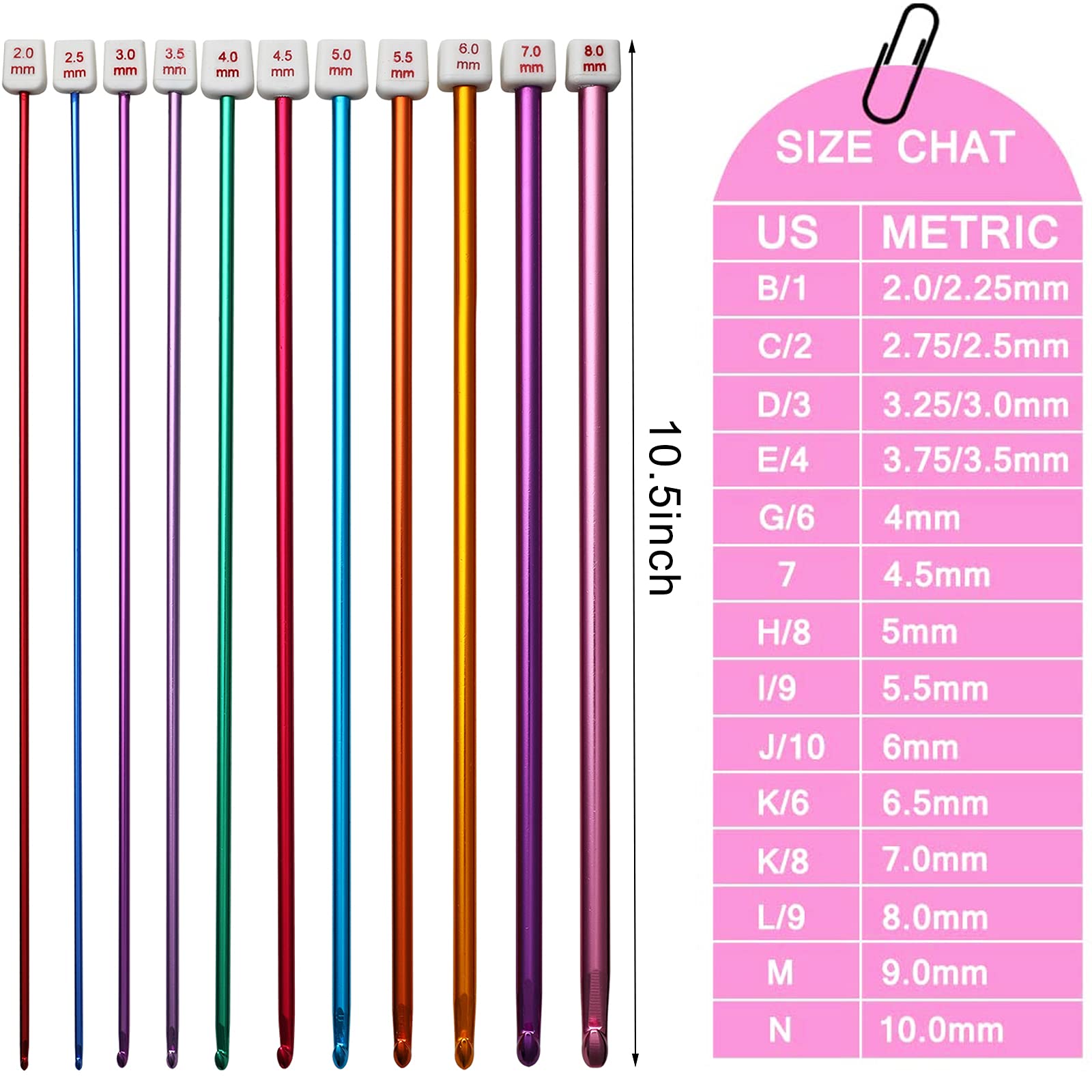 LOOEN 68pcs Crochet Hooks Set,Aluminum Tunisian Crochet Hooks Set Afghan Knitting Needles Kit with Case,11pcs 2mm/B-8mm/L Multicolor Hooks and Necessary Accessories