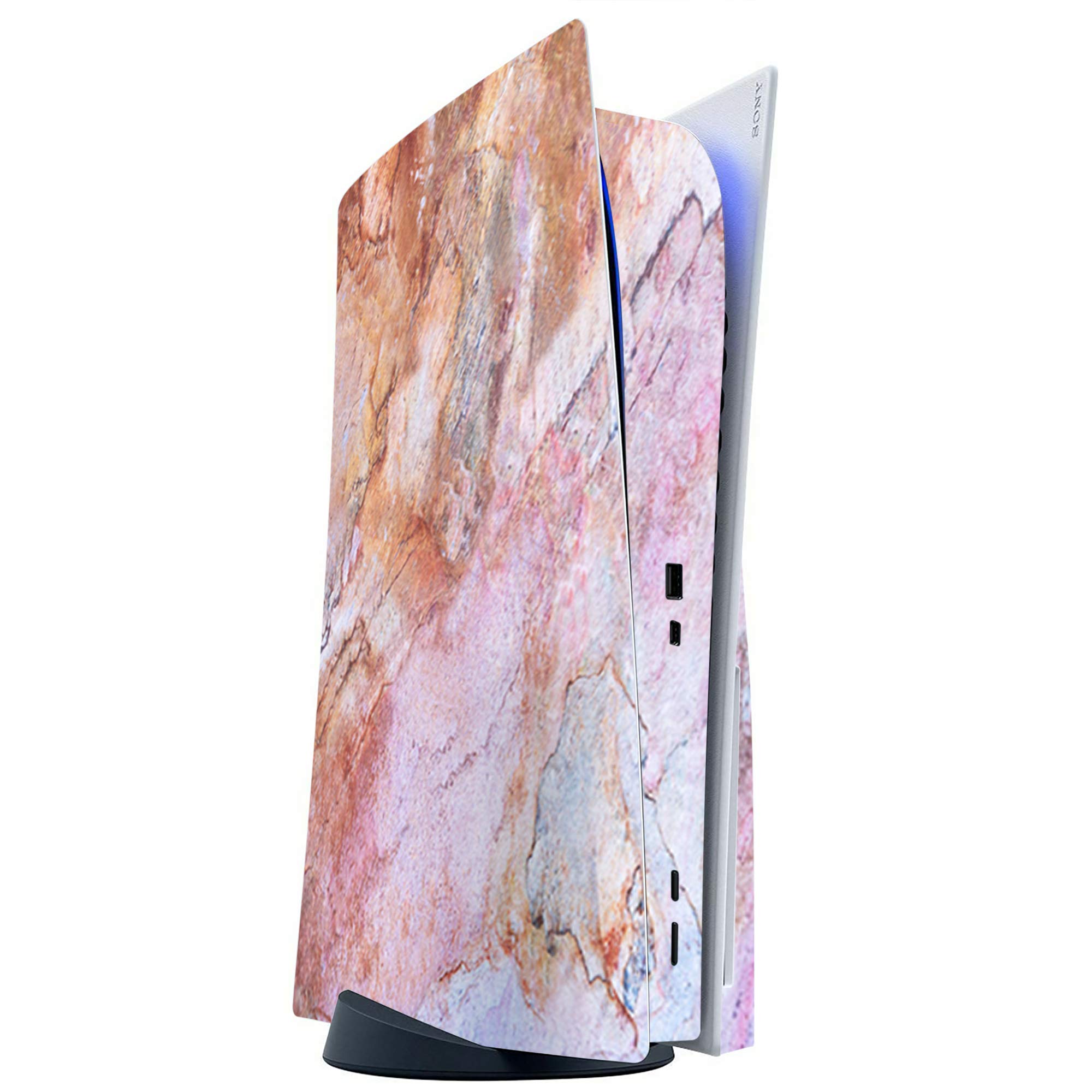 ITS A Skin Skins Compatible with Sony Playstation 5 Console Disc Edition - Protective Decal Overlay Stickers wrap Cover - Rose Peach Pink Marble Pattern