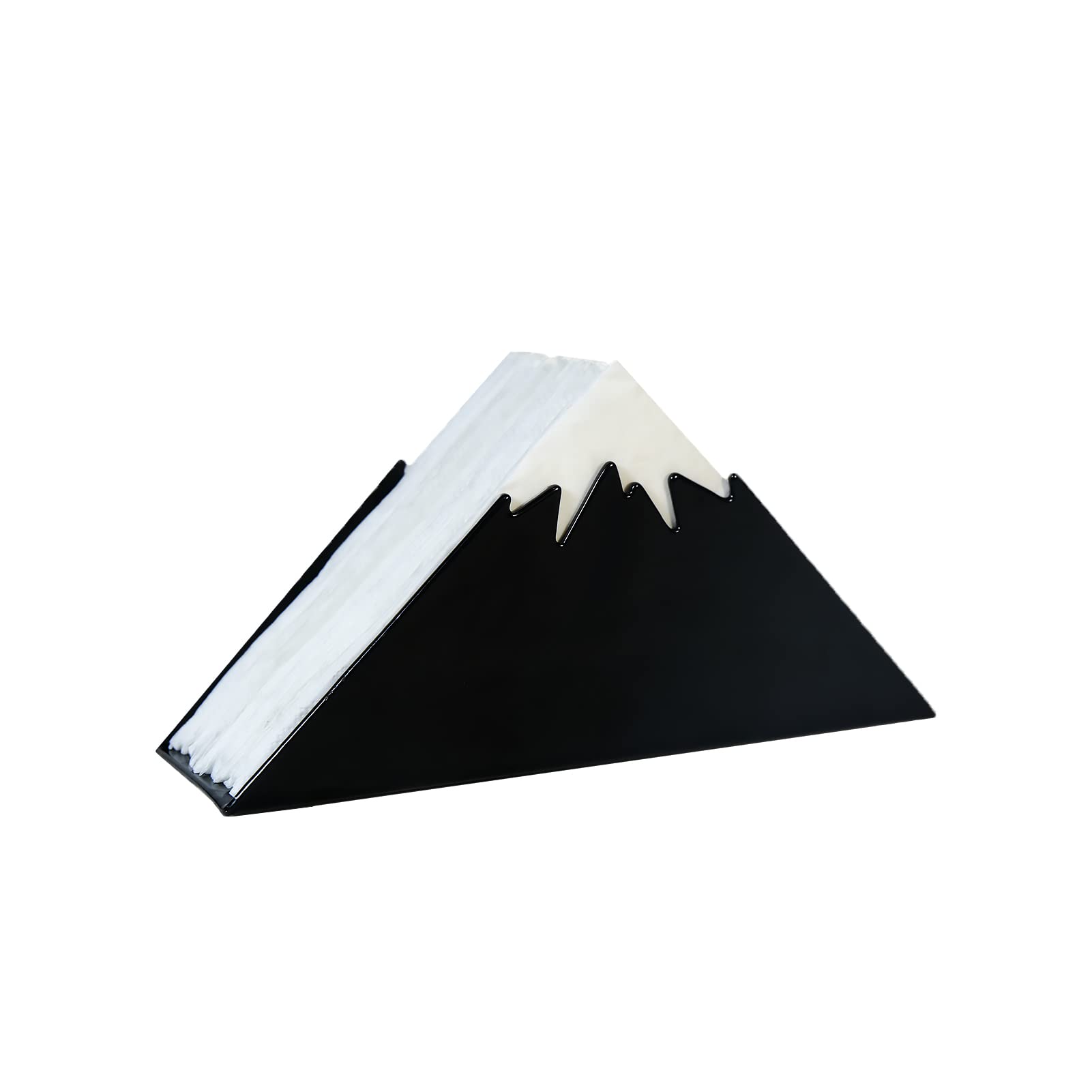 Paper Napkin Holder Freestanding Tissue Dispenser for Kitchen Countertops, Dining, Picnic Table, Cast Iron, Black, Snow Mountain