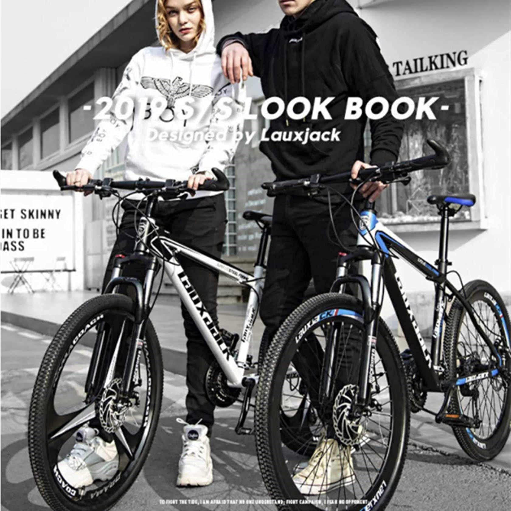MALIBU BUM Adult Mountain Bikes, 26 Inch Wheels, 21 Speed, Double Layer Rims, 2 Frames to Choose (Iron White-Blue)
