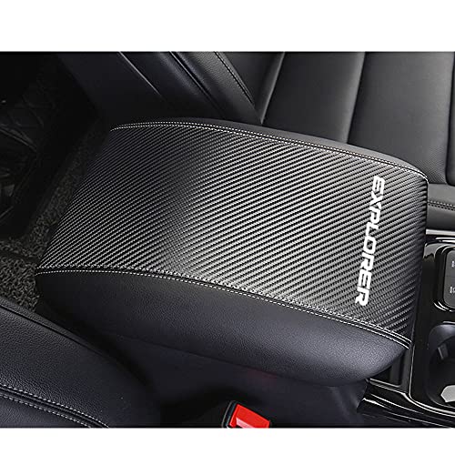 LEXLEY Armrest Box Cover Center Console Pad Waterproof Anti-Scratch Leather Protector Covers For Ford Explorer 2020 2021 2022 2023 2024-Carbon fiber