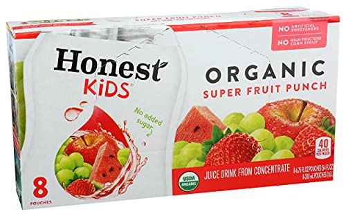 Honest Kids, Organic Super Fruit Punch, 6.75 Fl Oz Pouches, 8 Pack