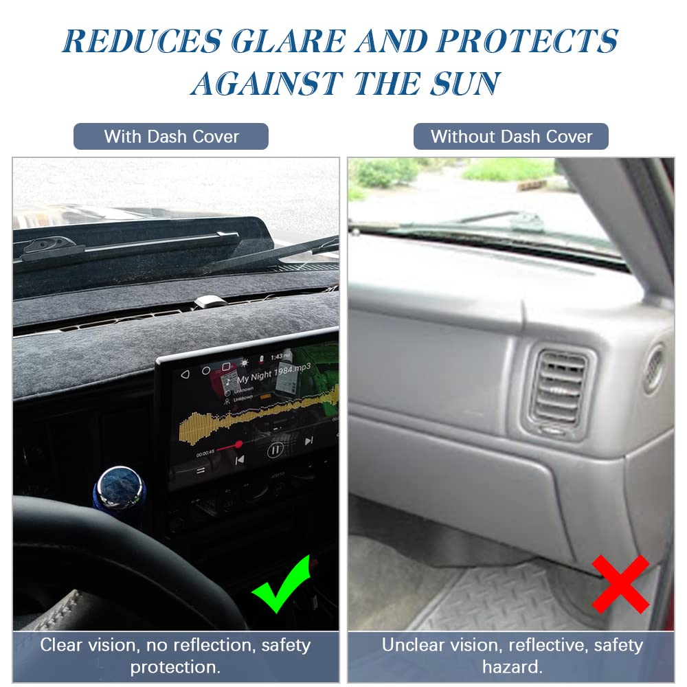 KEDAKEJI Black Dash Cover Mat Fit Compatible with 2007-2014 Chevy Tahoe Avalanche Suburban GMC Yukon/2007-2013 Silverado LTZ GMC Sierra SLT,Dashboard Cover Carpet