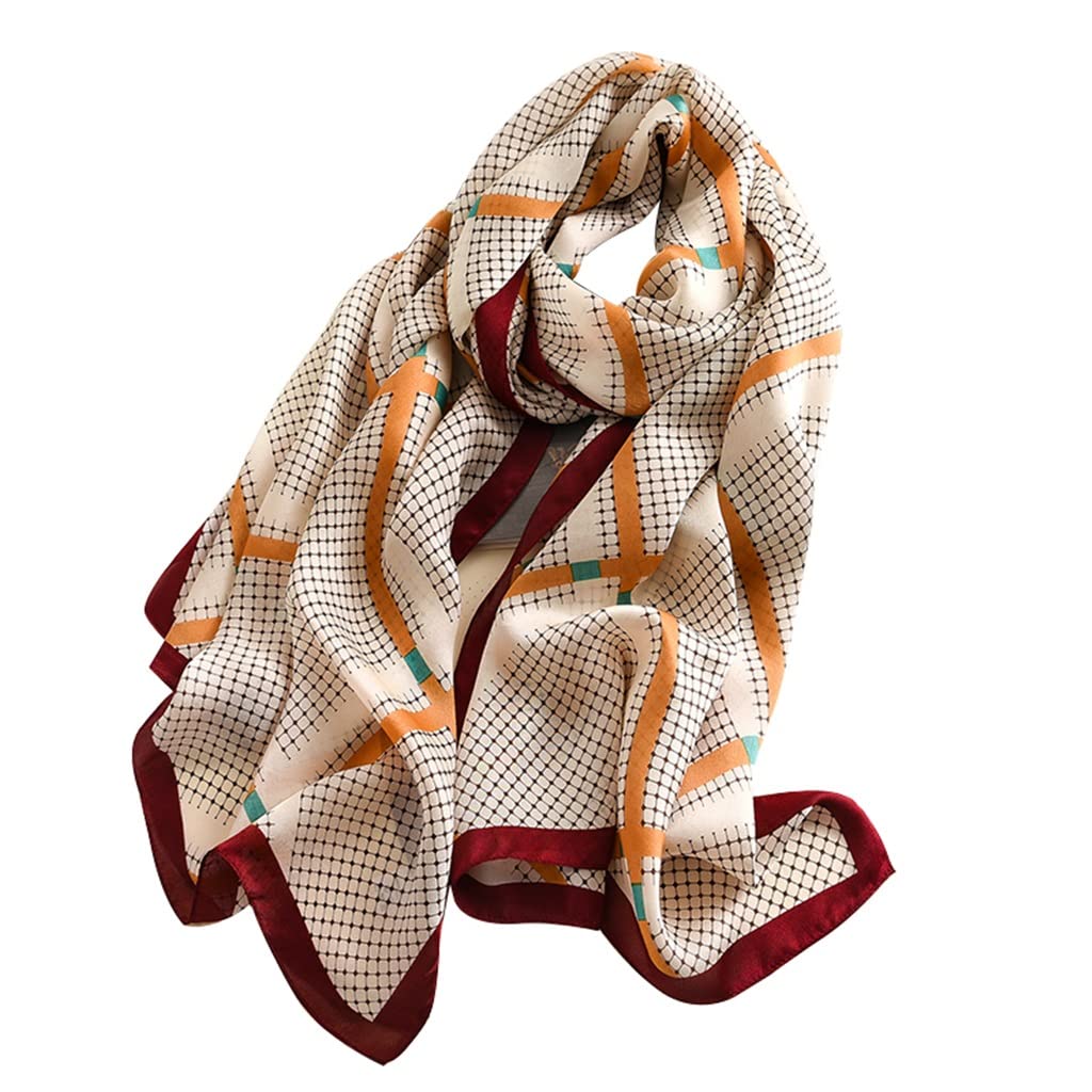 LEIGE Literary Silk Satin Scarf Women's Spring and Autumn Long Mulberry Silk Scarf Shawl (Color : A, Size : One Size)