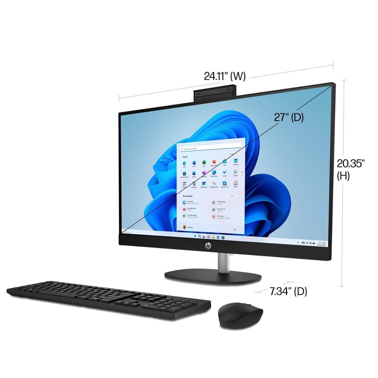 HP All-in-One Desktop, 27" FHD Touchscreen Anti-Glare Display, AMD Ryzen 7 7730U Up to 4.5GHz, 16GB RAM, 1TB PCIe SSD, True Vision 1080p Webcam, Keyboard&Mouse, WIFI6, USB-C, PDG HDMI 2.1 Cable