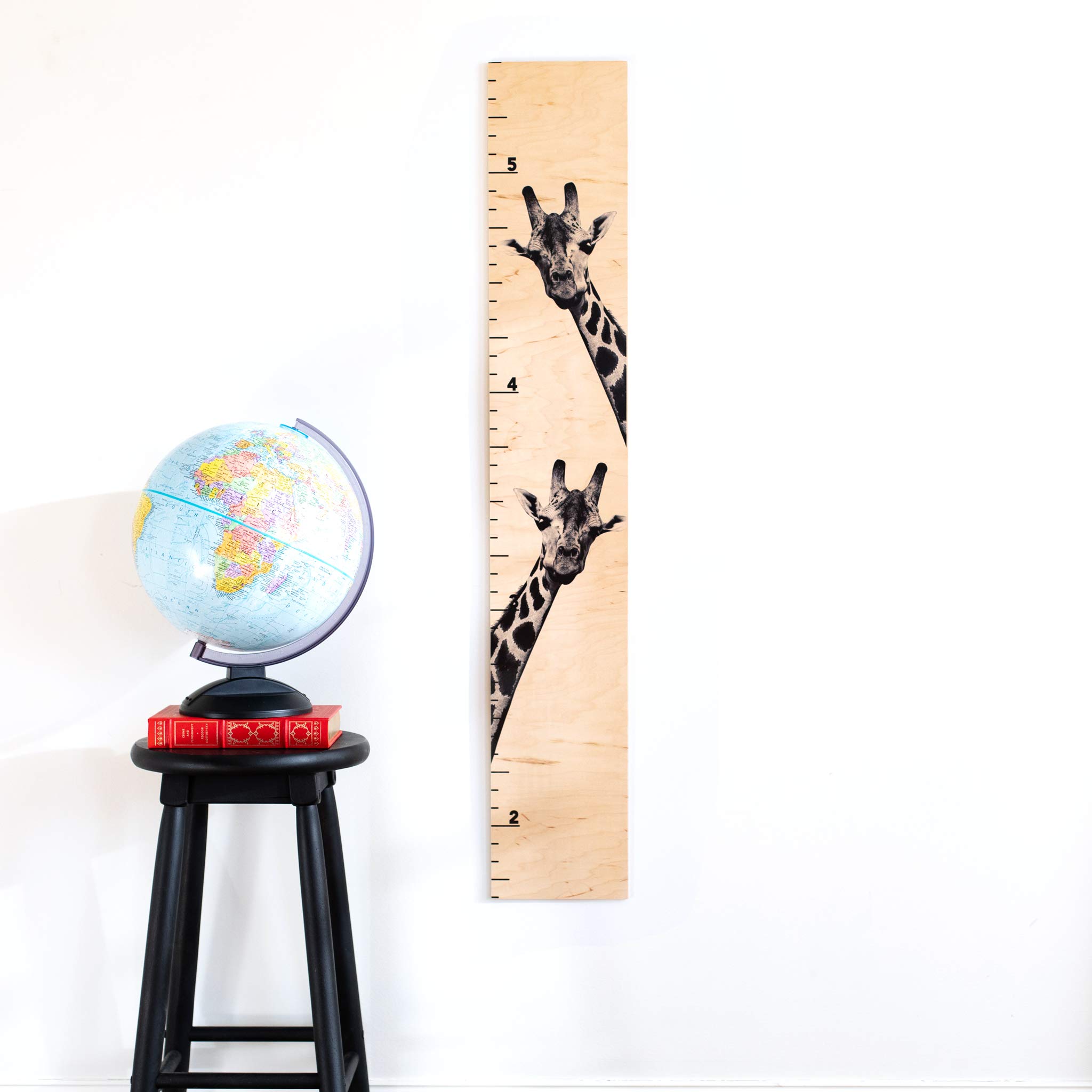 Headwaters Studio Animals Growth Chart for Kids - Baby Height Chart Height Tracker Kids Wooden Growth Chart for Wall Grow Chart Height Chart for Kids Safari Nursery, Giraffes - 46"x75"x.25