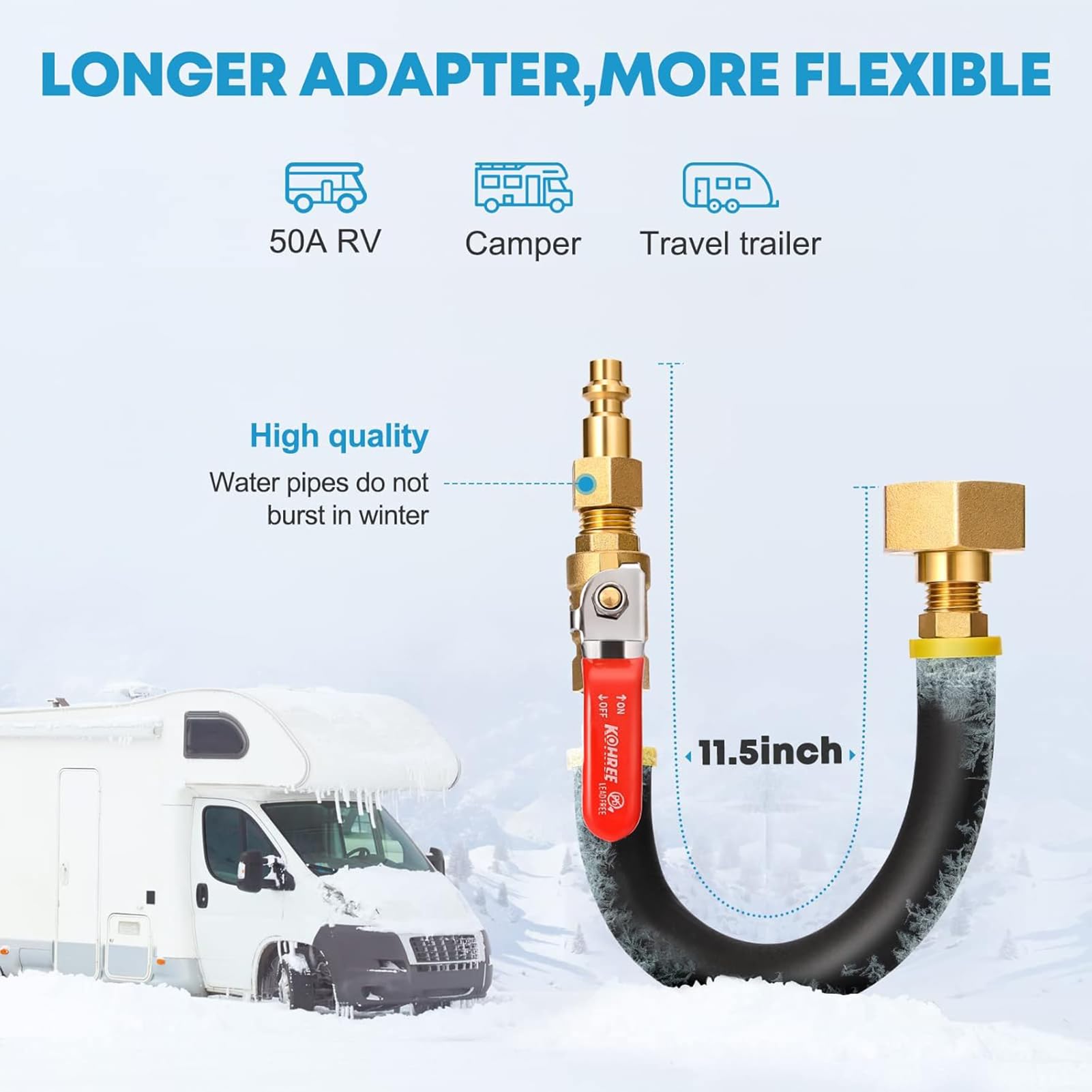 Kohree RV Winterizer Kit, Sprinkler Winterizing Blowout Kit with Shut Off Valve, Air Compressor Quick-Connect Plug Water Blow Out Fitting Adapter for Motorhome Boat Camper and Travel Trailer