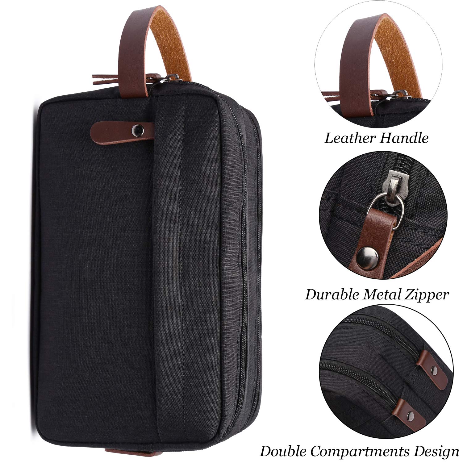Idesort Men's Toiletry Bag Travel Dopp Kit Bathroom Shaving Organizer for Toiletries(Black)