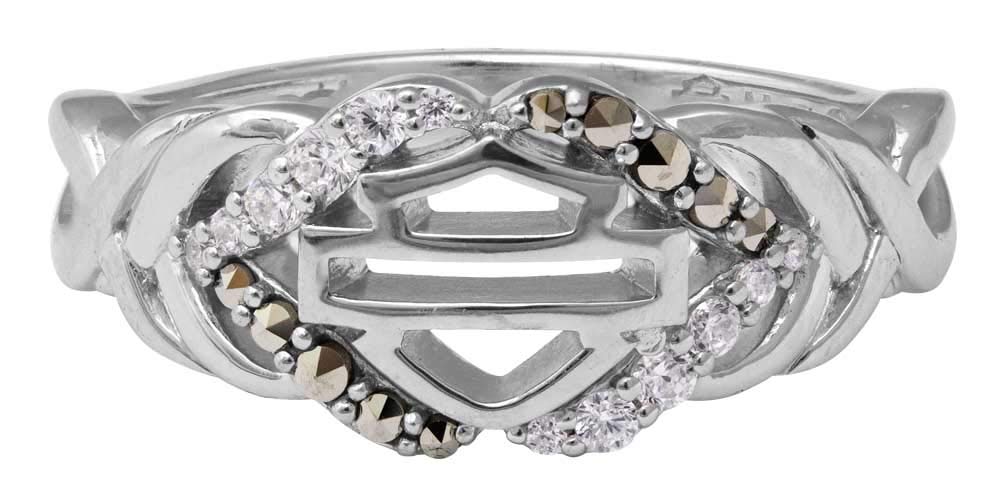 Harley-Davidson Women's Salt & Pepper Twist Ring, Sterling Silver HDR0477 (9)