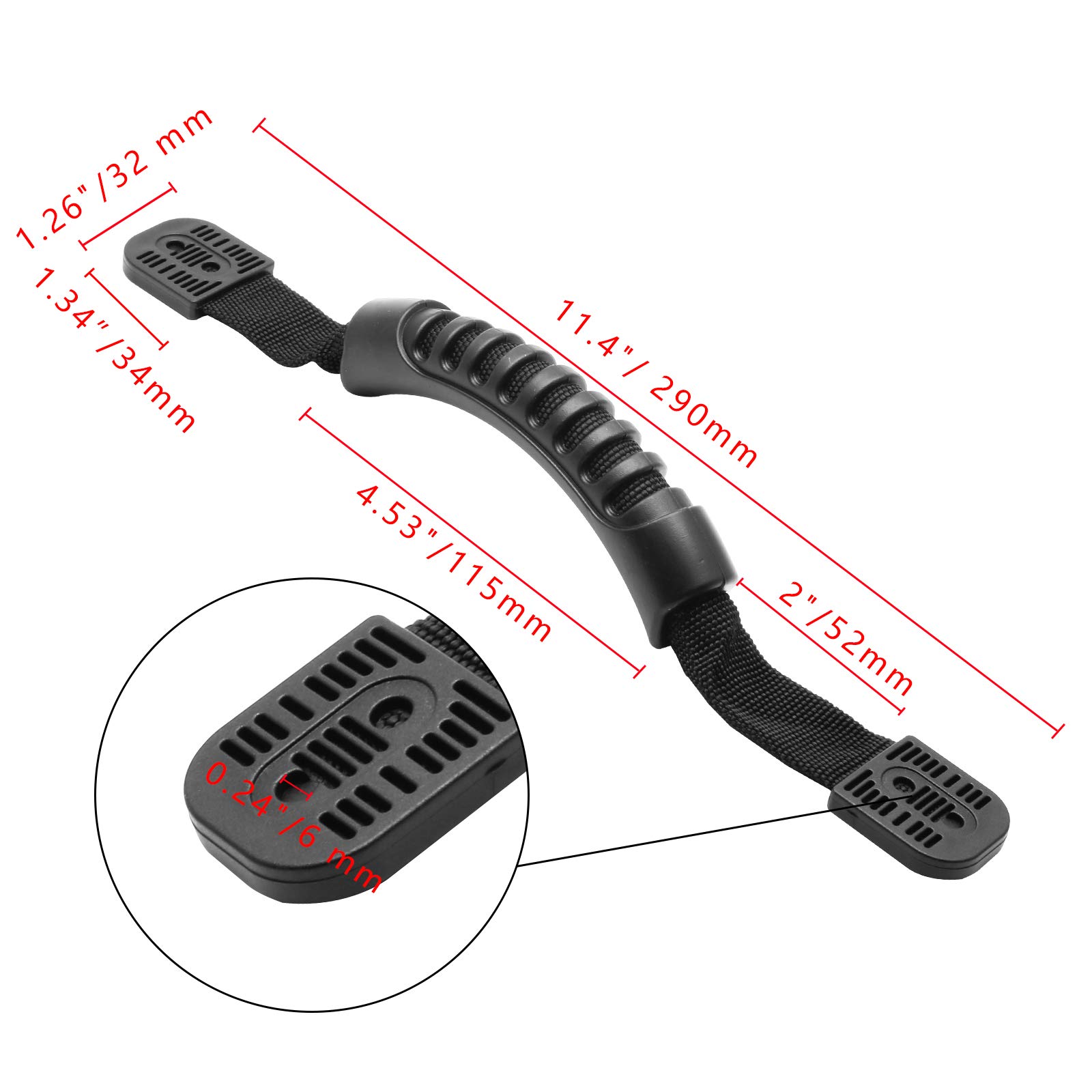 Jiozermi 4 Pack Kayak Carry Handles, Kayak Accessories, Side Mount Carry Replacement Handles with Plastic Buckle for Kayak Paddle, Tandem Kayak, Canoe Boat & Lifetime Kayaks
