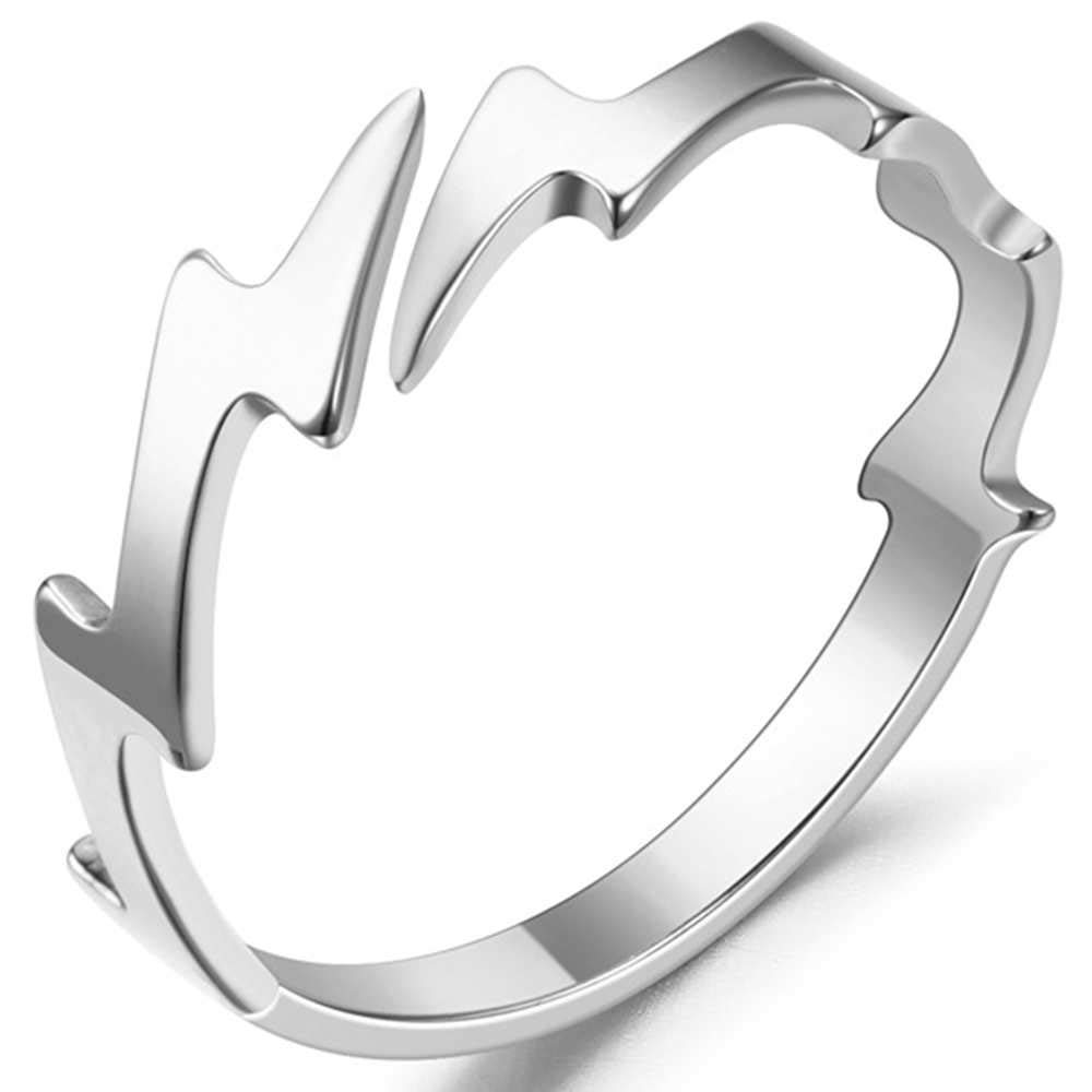 Jude Jewelers Stainless Steel Thunder Lightning Waved Wedding Band Stackable Ring (Silver, 8)