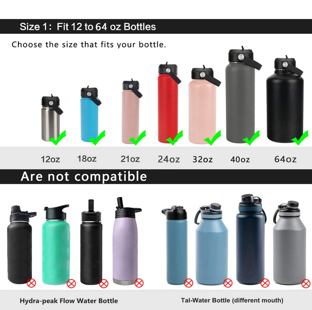 HydroFest Straw Flex lid compatible with Hydro Flask, Wide Mouth, Water bottle, 12, 16, 18, 20, 32, 40, 64 oz, Sports Cap, Flip Top, Bottle Accessories