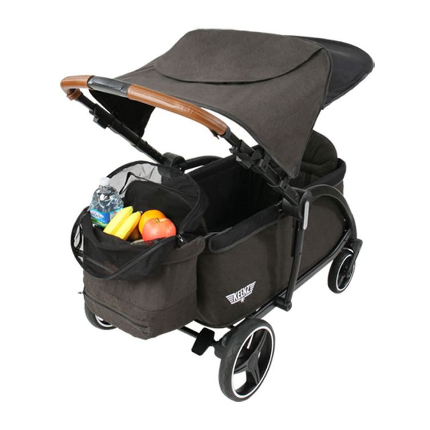 Keenz Class Push Pull Baby Toddler Kids Stroller Wagon with 1 Touch Brake, Foldable Design, Activity Tray, Storage Bin, and Removeable Canopy, Black