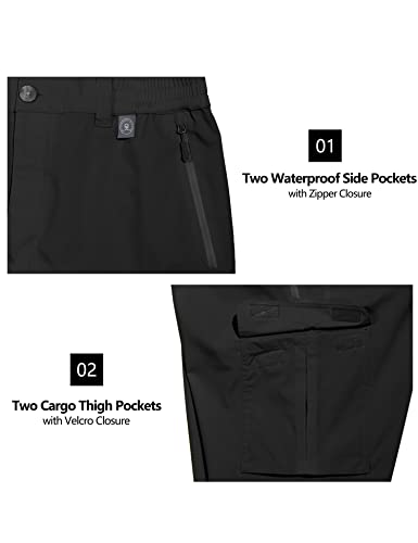 Little Donkey Andy Mens Waterproof Rain Hiking Pants Lightweight Quick Dry Outdoor Mountain Pants Black XL