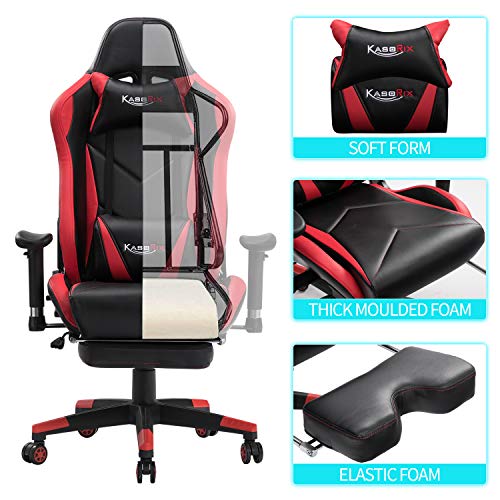 KASORIX Gaming Chair Ergonomic Video Game Chair High Back Computer Chair Professional Racing Style Comfortable Gamer Chair with Footrest and Massage Backrest and Lumbar Support
