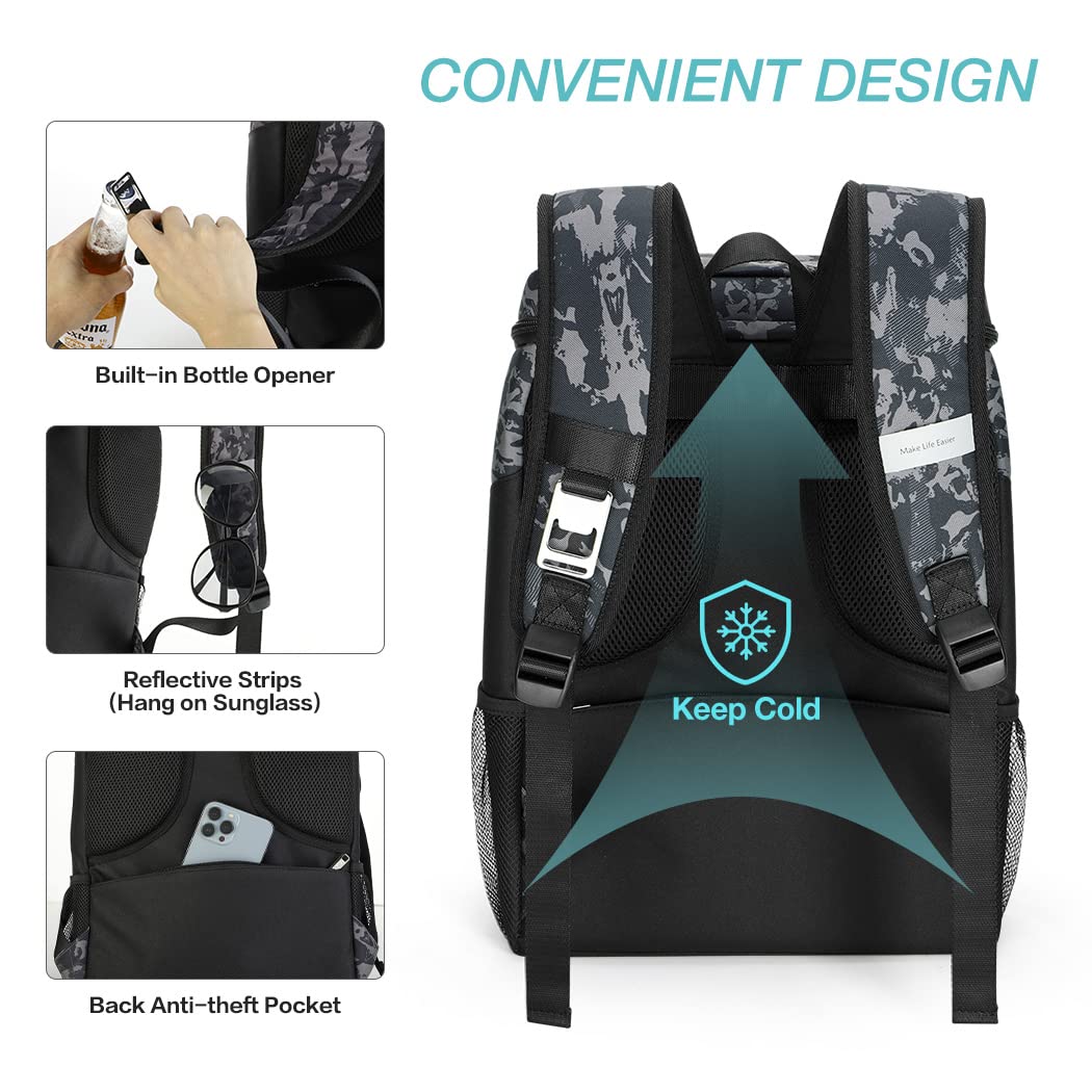 Lekesky Backpack Cooler Insulated Leak Proof Cooler Backpack for Men and Women Backpacks Cooler 40 Cans, Camo