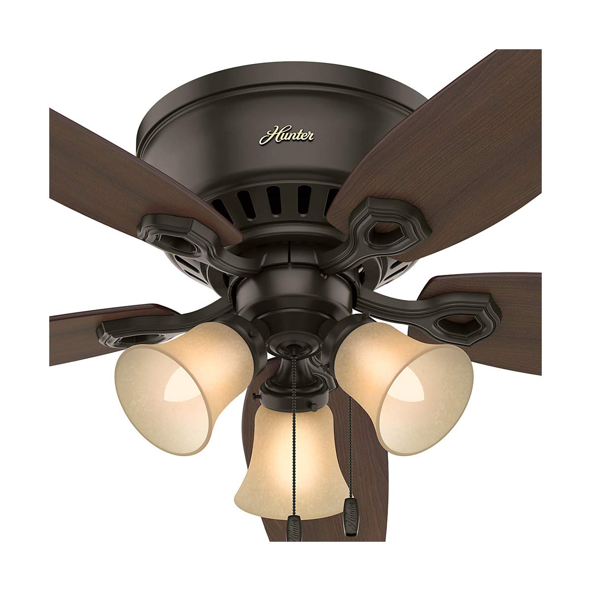 Hunter Fan Company Indoor 53327 52" Builder Low Profile Ceiling Fan with Light, 52 inch, New Bronze finish