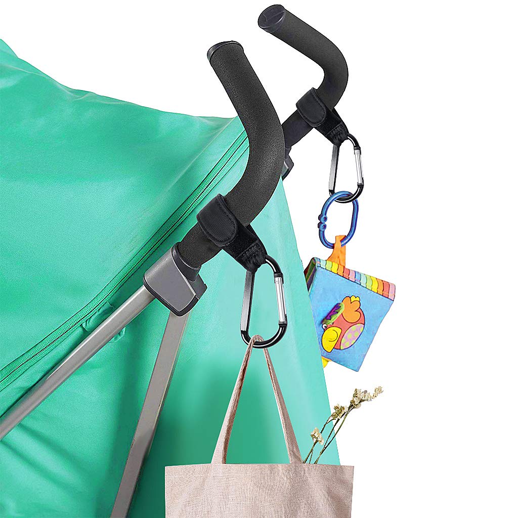 KELYDI Baby Stroller Hooks, A Carabiner Hook That Can Be Used to Hang A Shopping Bag Or Pouch On A Stroller, Pack of 2 in Black
