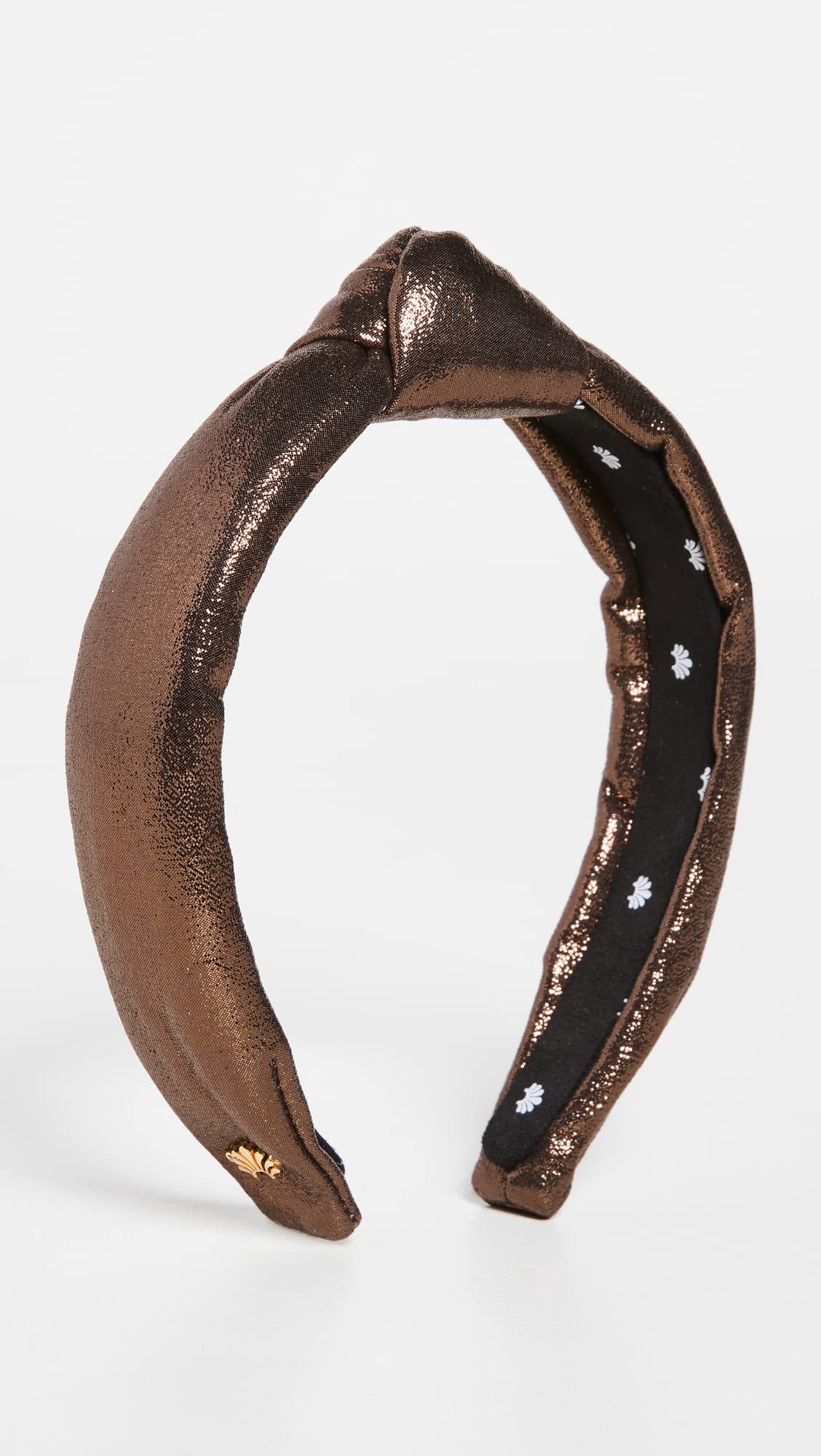 Lele Sadoughi Women's Glitter Slim Knotted Headband, Cocoa, Brown, Metallic, One Size