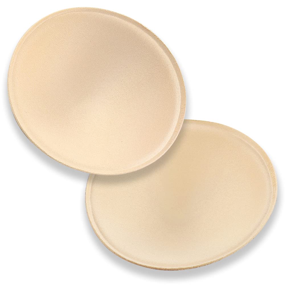 HOTSO Women's Push Up Padding Inserts Removable Bra Pads Inserts Reusable Breathable Breast Enhancers Invisible Bra Liner Pads (Round skin tone, L)