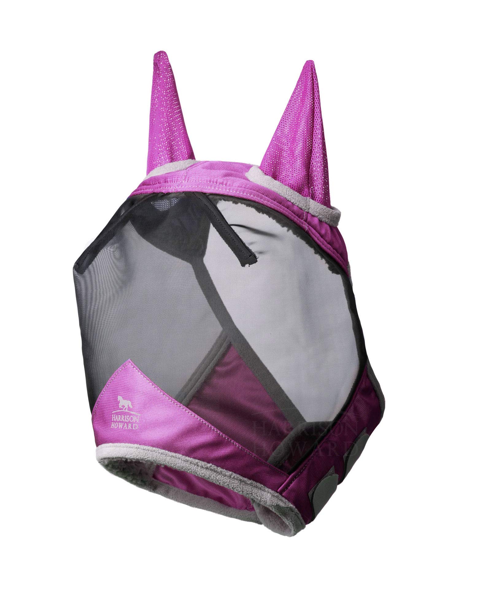 Harrison Howard CareMaster Pro Luminous Horse Fly Mask Standard with Ears UV Protection for Horse-Ruby(Large)