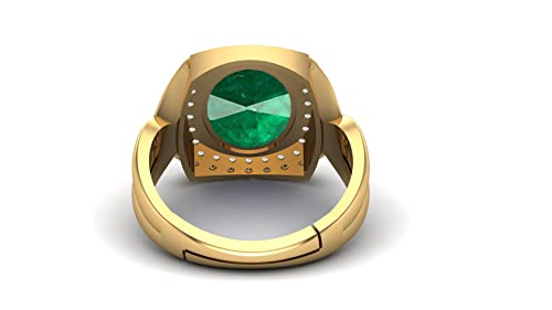 Mohit Gems 8.50 carat Panchdhatu Gold Plated Ring Adjustable Natural Gemstone Brilliant Design Ring (Emerald)