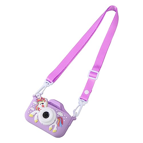 Kids Video Camera, Funny Kids Video Camera Toy Camera Auto Rechargeable 2.0 Inch IPS Screen for Boys Girls (Purple)