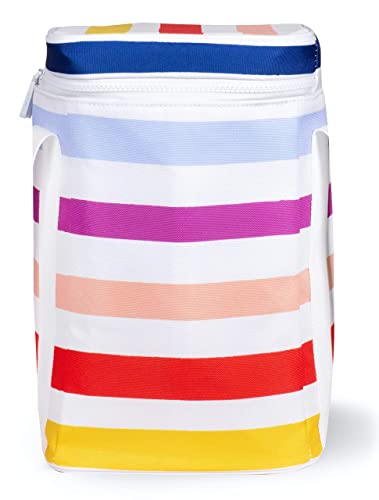 Kate Spade New York Wine Cooler Bag, Insulated Bag for Picnics, 4-Bottle Wine Tote, Large Capacity Soft Cooler, Candy Stripe