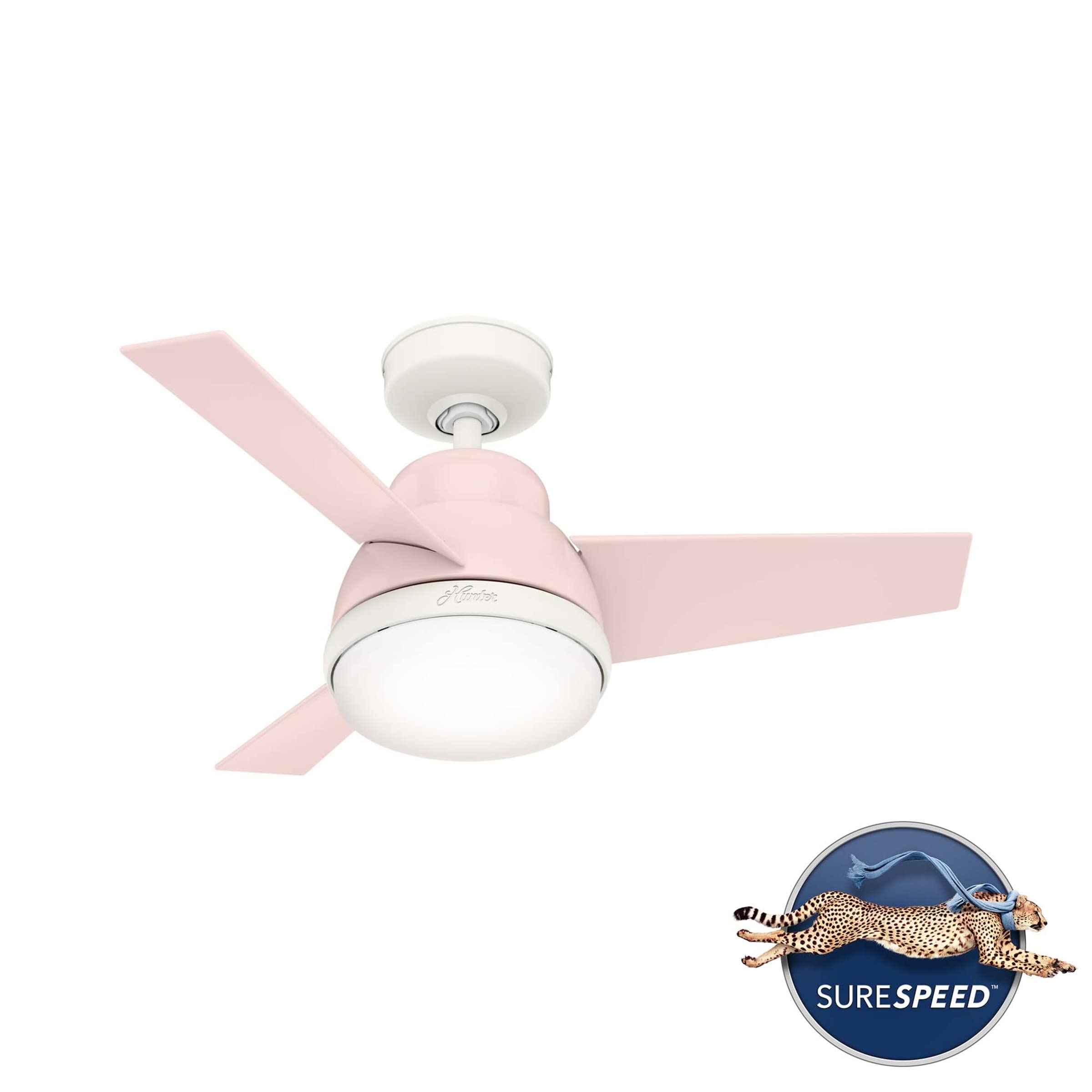 Hunter Valda Indoor Ceiling Fan with LED Light and Remote Control, 36", Blush Pink